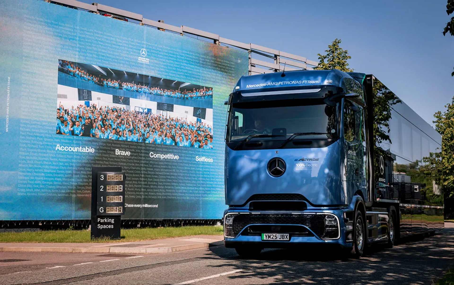 The all-electric Mercedes eActros 600 truck to support F1 team
